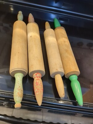 4 Lot Vintage Wood Rolling Pins Old Rustic Primitive Kitchen Bakery ...