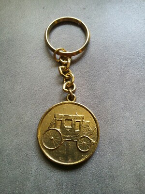 Vintage Since 1852 WELLS FARGO STAGECOACH Goldtone Metal Key Chain | eBay