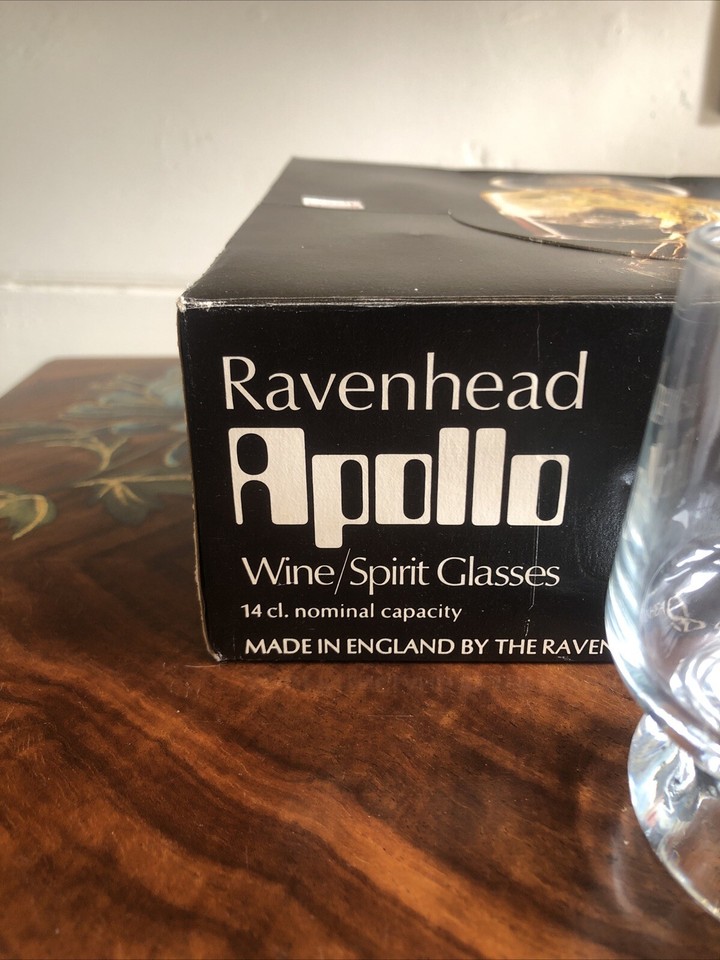 VINTAGE MCM 70s Space Age Boxed Ravenhead Apollo Wine Spirit Glasses x ...