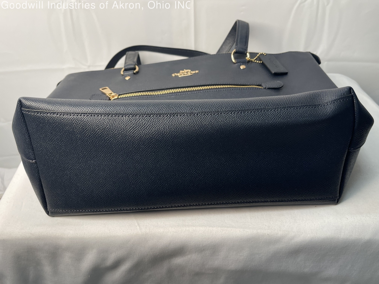 Gently Loved Certified Authentic Navy Blue Coach Leather Tote | eBay
