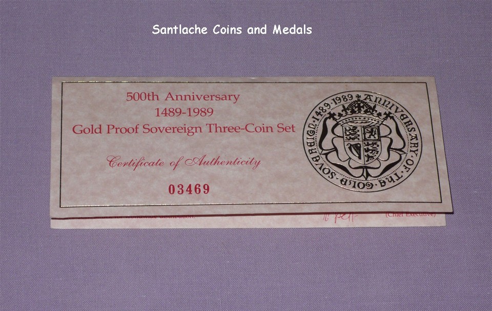 1989 ROYAL MINT GOLD SOVEREIGN 500th ANNIVERSARY PROOF SET CASE ...