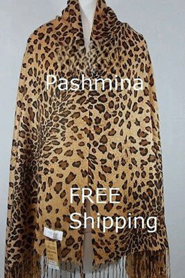 Pashmina Scarf Shawl Wrap Cheetah Leopard Print Silk/Cashmere-Soft ...
