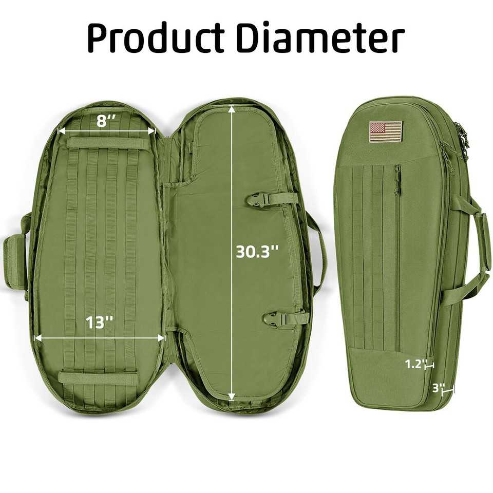30" Tactical Double Rifle Carbine Bag Guns Range Padded 600D PVC Carry ...
