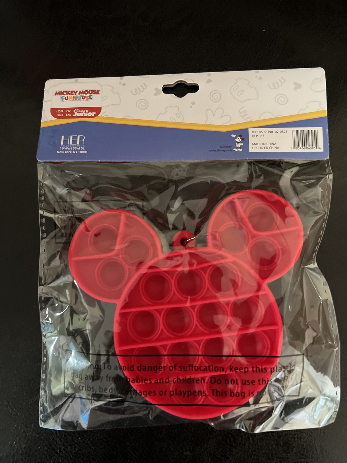 Mickey Mouse Red Popper Fidget Keychain Backpack Clip Sensory Toy - New ...