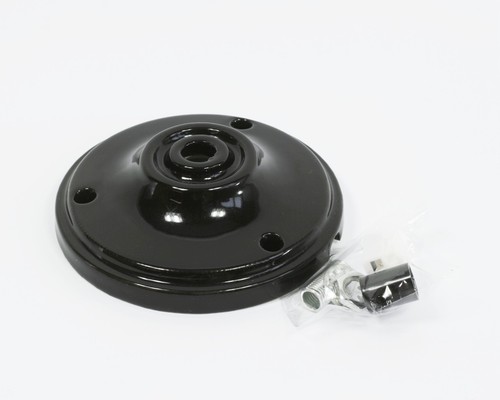 Porcelain round ceiling rose lamp base canopy enamel black white retro ...