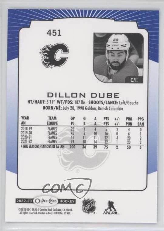 2022-23 O-Pee-Chee Blue Border Dillon Dube #451 | eBay