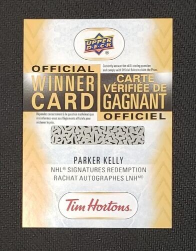 2022-23 TIM HORTONS NHL SIGNATURE OFFICIAL WINNER CARD REDEMPTION ...