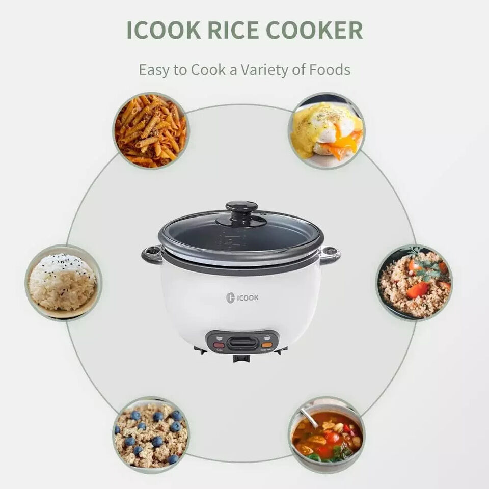 White Rice Cooker 1L Grains,Oatmeal,Cereals Cooker,Rice Warmer Steamer ...