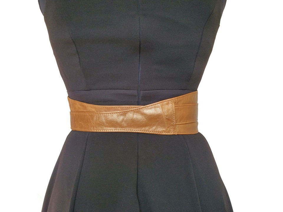 Bronze Wrap Leather Obi Belt, Trendy Fashion Dress Belt, Sash Wide ...