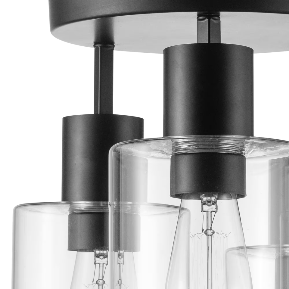 HAMPTON BAY Sutton Place 14 in. 3-Light Matte Black Flush Mount Ceiling ...