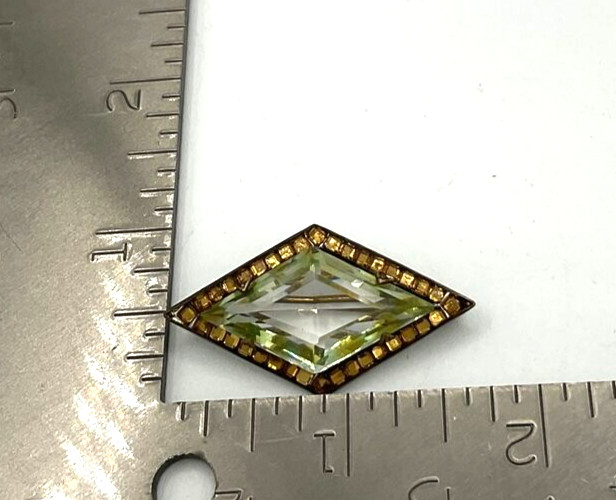 Vintage Art Deco Style Diamond Shape Gold Color Rhine… - Gem