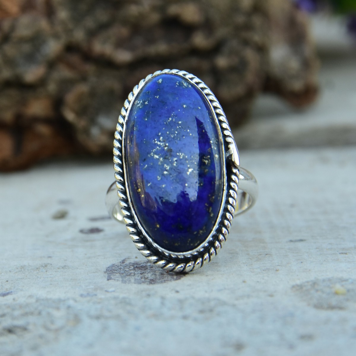 Lapis Lazuli Gemstone 925 Sterling Silver Handmade Ring Lapis Lazuli Gemstone 925 Sterling Silver Handmade Ring