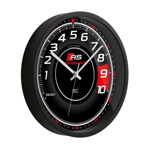 Black Wall Clock 30Cm Silent Rev Counter For Audi RS Sport Sline Fans ...