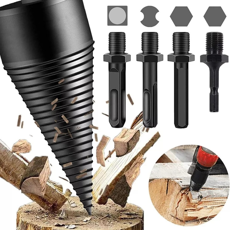 6PCS Wood Splitter Screw Cone Driver High Speed Twist Firewood Drill ...