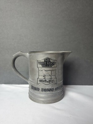 White Horse Cellar Scotch Estab 1742 Pewter Beer Mug Pitcher Browne ...