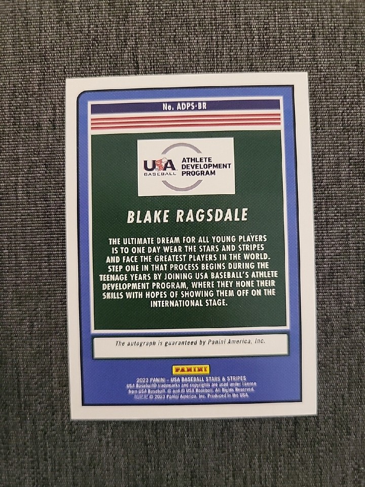 2023 Panini USA Baseball Stars And Stripes Blake Ragsdale Auto #ADPS-BR ...