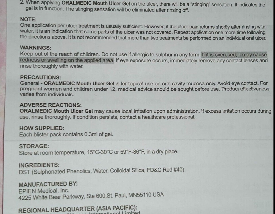 5 PCS X OralMedic Mouth Ulcer Treatment Gel Stick 2 Treatments/Box Made ...