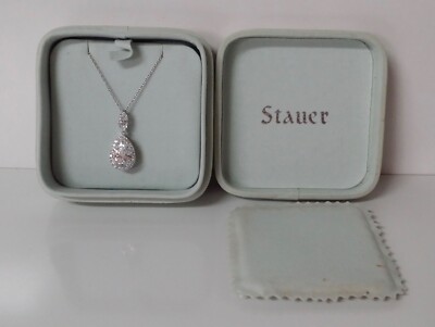 STAUER ITALY STERLING SILVER 925 DIAMONDAURA PENDANT NECKLACE BEAUTIFUL ...