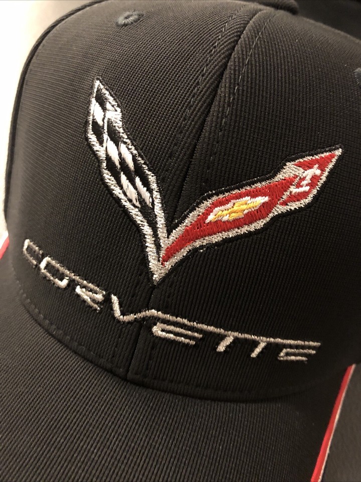 NEW! CORVETTE Officially Licensed Black Elastic Fitted Baseball Cap | eBay