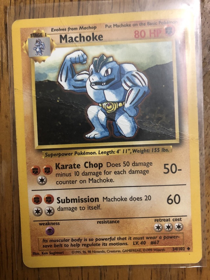Machamp evolution lot of 6 Pokemon Cards Machop Machoke 1st Ed Base Set ...
