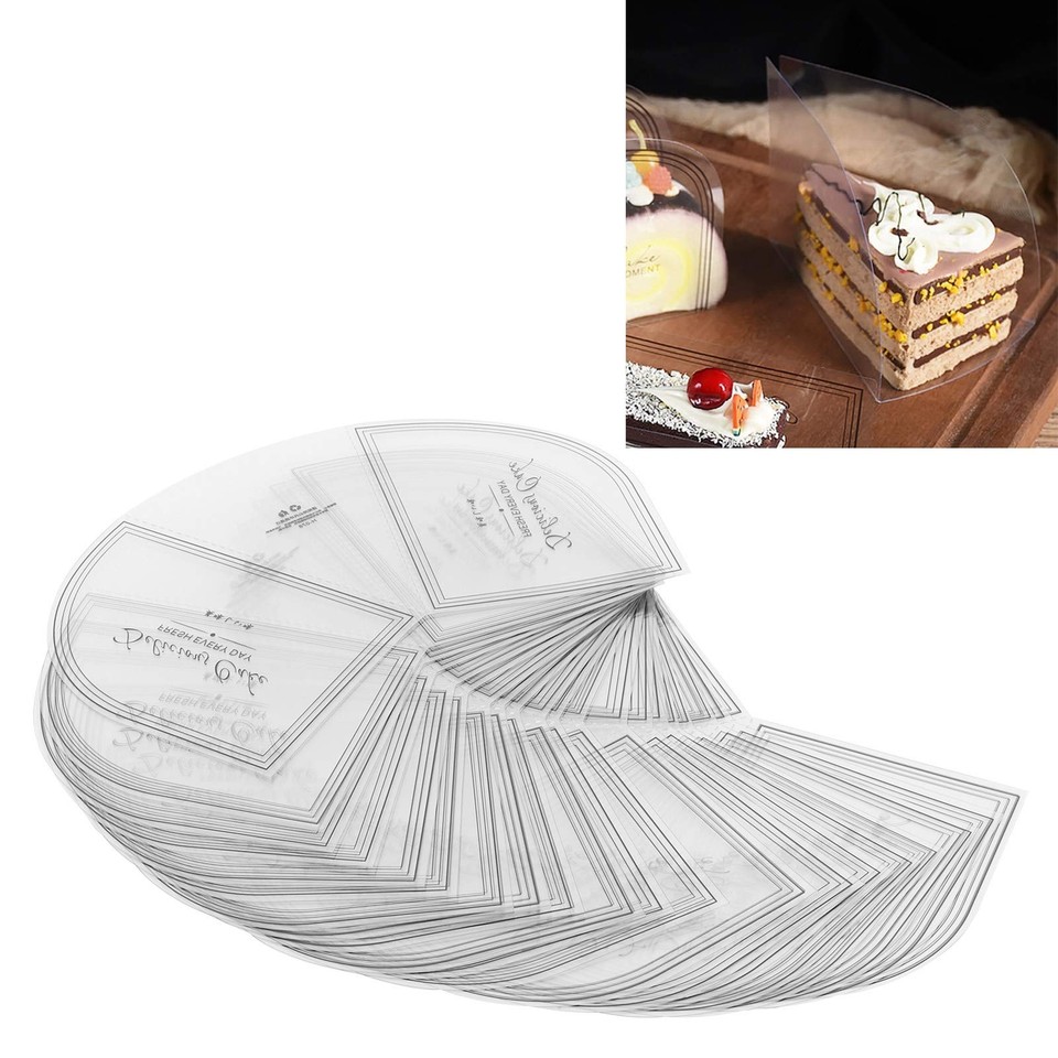 100Pcs Cake Slice Plastic Containers 4.3x3.1x3.1Inch Transparent Mousse ...