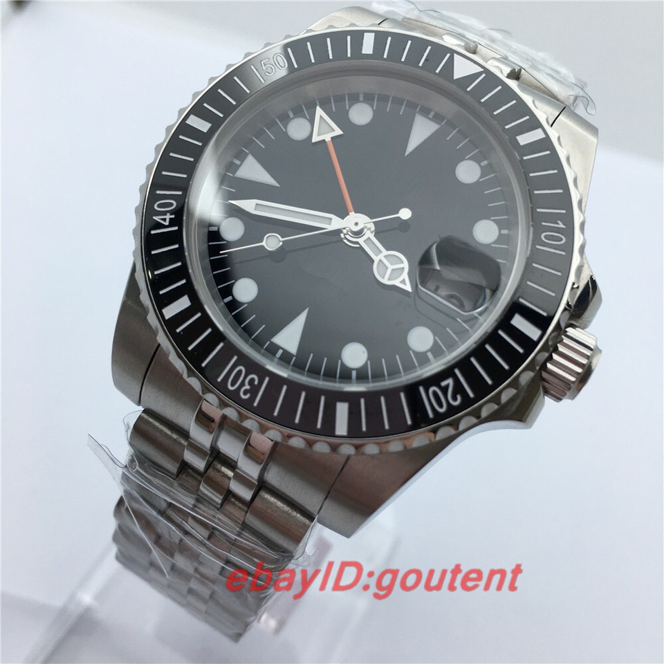 40mm Sterile Black Dial Ceramic Bezel Sapphire Glass GMT Automatic mens ...
