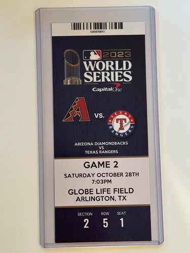 2023 MLB WORLD SERIES 10/28 Replica Ticket Arizona DBacks @ Texas ...