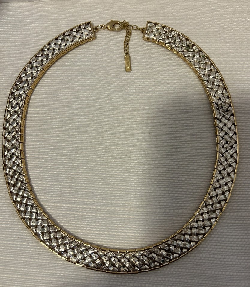 Vintage NAPIER Basket Weave Two Tone Choker Costume Necklace Retro ...