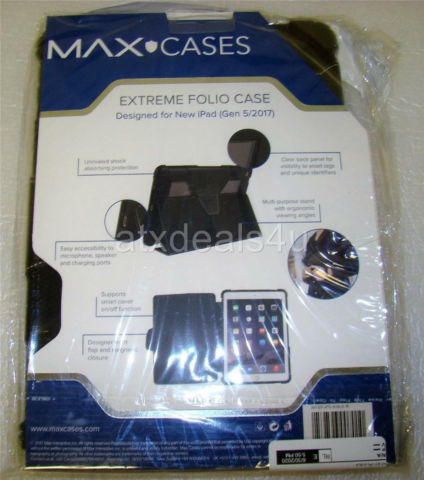 MAX Cases AP-EF-IP5-9-BLK Extreme Folio Case For iPad Gen 5/2017 New ...