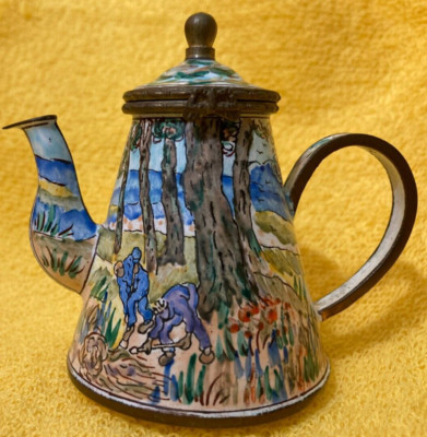 Kelvin Chen~Vincent van Gogh scene~Mini Teapot # 200 Enamel Hand ...