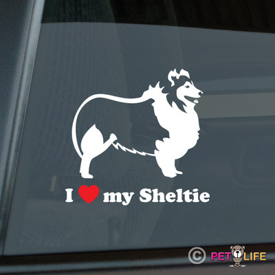 I Love My Sheltie Sticker Die Cut Vinyl - profile v2 shetland sheepdog ...