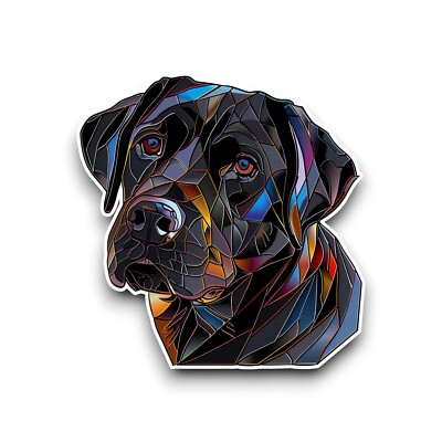 Black Labrador Dog Puppy Stained Glass Mosaic Opaque Vinyl Sticker ...