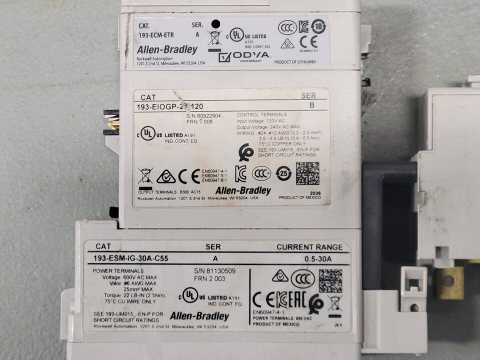 ALLEN-BRADLEY E300 Overload Relay Module 193-ECM-ETR, 193-EIOGP-22-120 ...