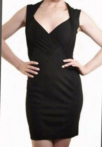 French Connection Little Black Dress Cap Sleeve Size 8 faux Wrap | eBay