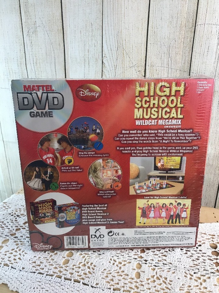 New & Sealed HIGH SCHOOL MUSICAL Wildcat Megamix DVD Board Game Mattel ...