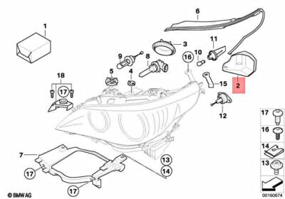 Genuine BMW E60 E60N E61N Sedan Covering Cap Low Beam Right OEM ...