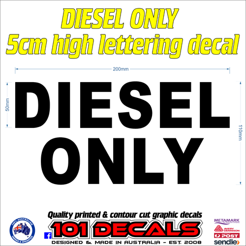 5cm high lettering DIESEL ONLY fuel resistant decal.Plant,heavy ...
