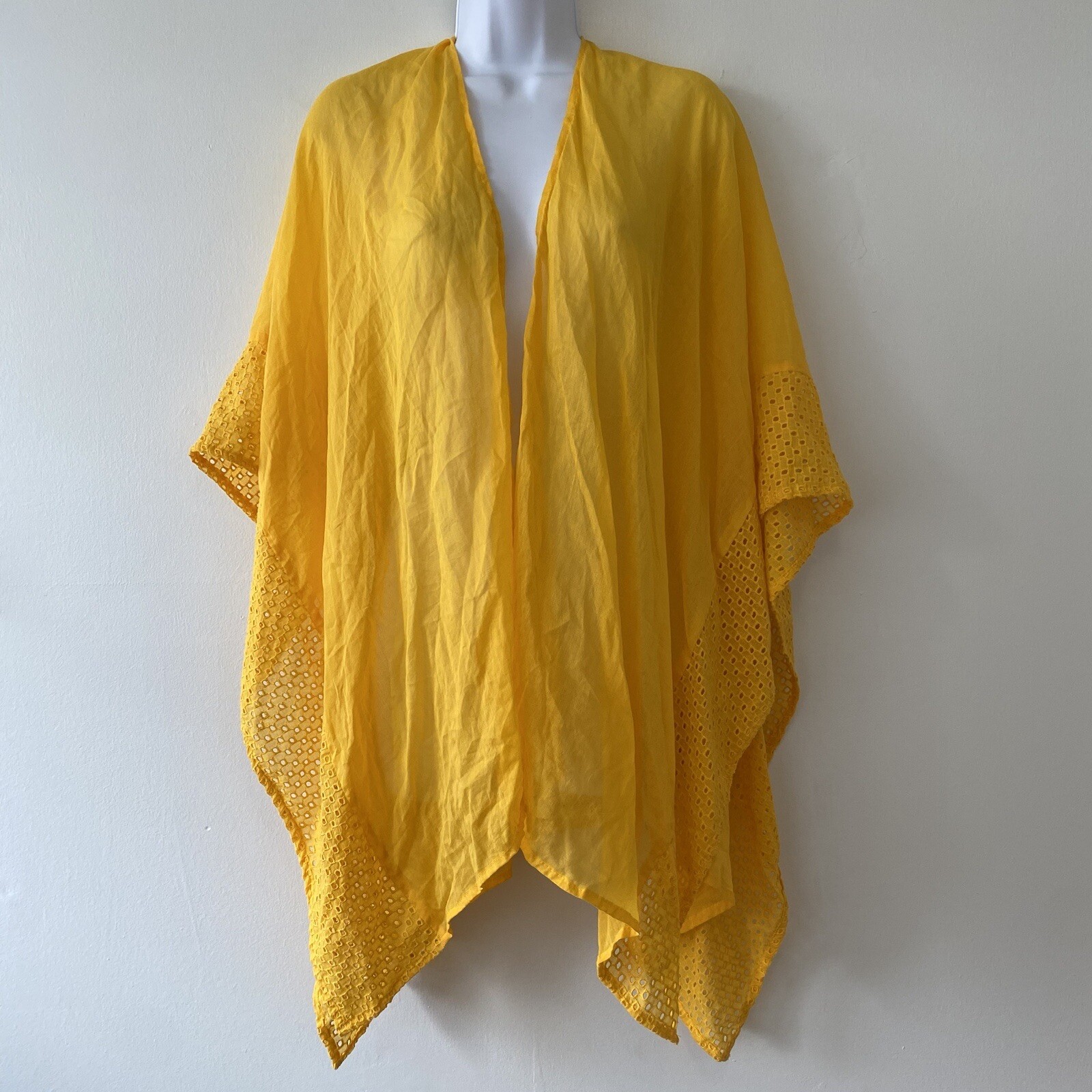 Collection Eighteen Swim Coverup One Size Mustard Yellow Eyelet Drape ...