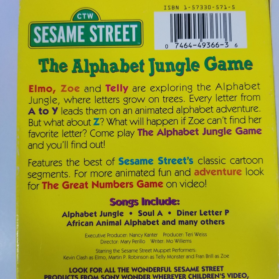 Sesame Street Alphabet Jungle Game VHS (1998) Elmo Zoe Telly Children ...