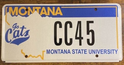 CC45 Vanity License Plate Montana State University Go Cats Tisas Regent ...