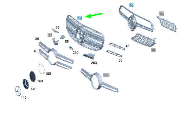 MERCEDES-BENZ GLE W167 Radiator Grille A1678888300 GENUINE for sale ...
