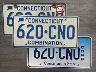 3 Matching Connecticut Combination License Plates 2001 620-CN0 | eBay