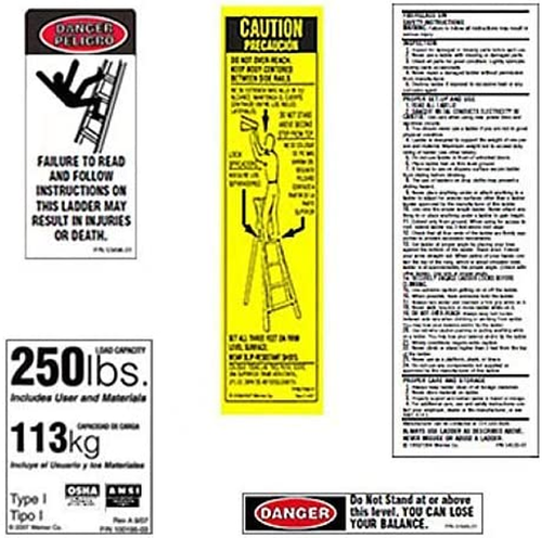 250 LB Fiberglass Step Ladder Label Kits (Pack of 6) | eBay