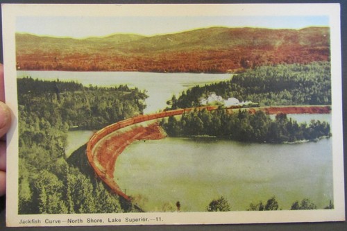 Vintage Postcard of Railway Train Jackfish Curve, North Shore Lake ...