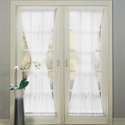 No. 918 Emily Sheer Voile Rod Pocket Door Curtain Panel 59" x 72" White ...