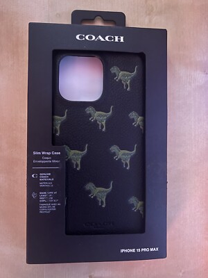 NEW Coach Leather Case with Rexy Dinosaur Print for Apple iPhone 15 Pro ...
