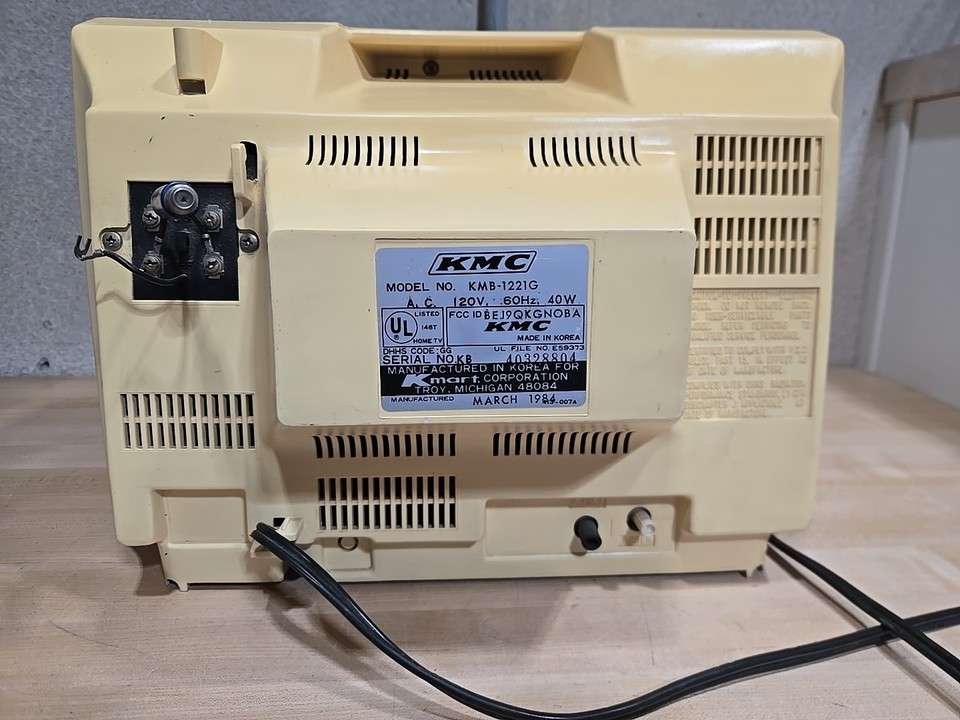 VTG KMC Retro Gaming CRT TV KMB-1221G Television B&W 12" Solid State ...