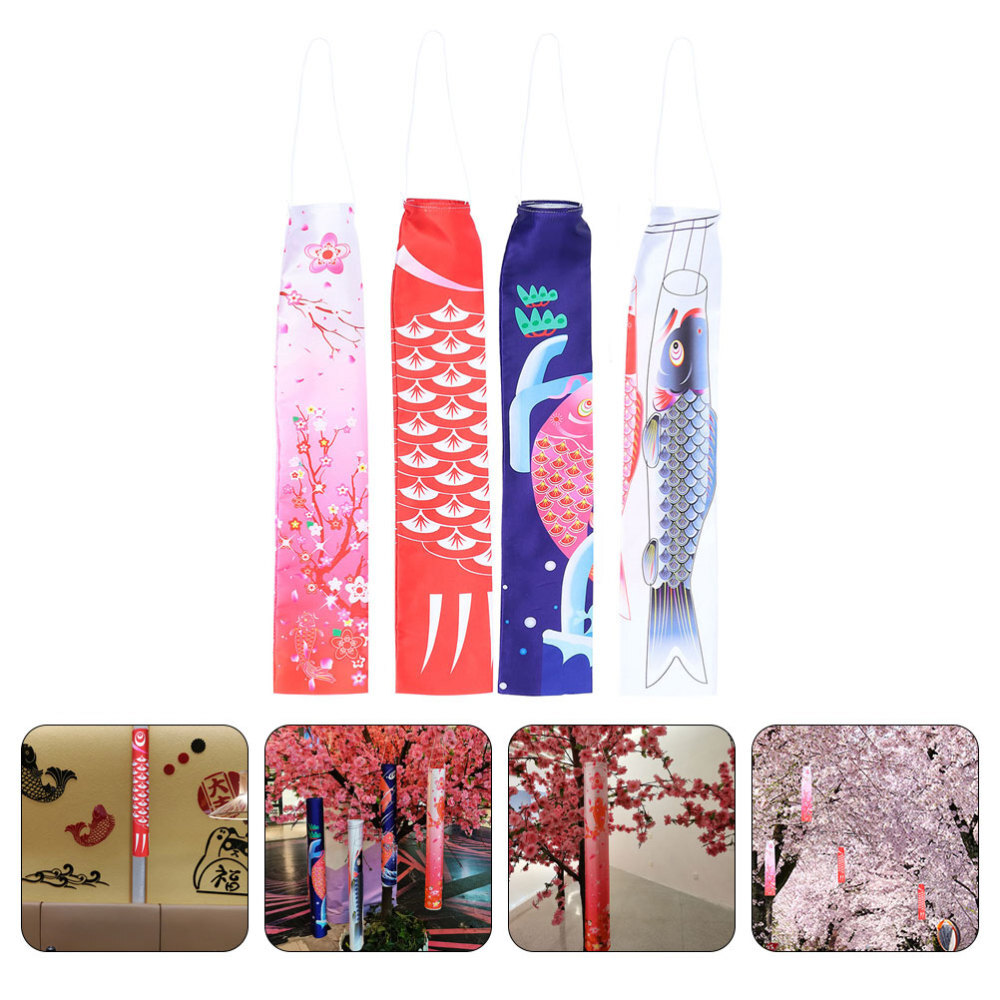 4 Pcs Carp Japanese Style Flags Streamer Symbolism Ornaments | eBay