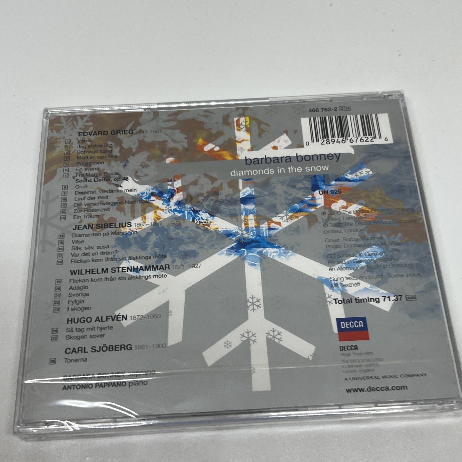 Barbara Bonney - Diamonds in the Snow - Antonia Pappano, piano - CD ...