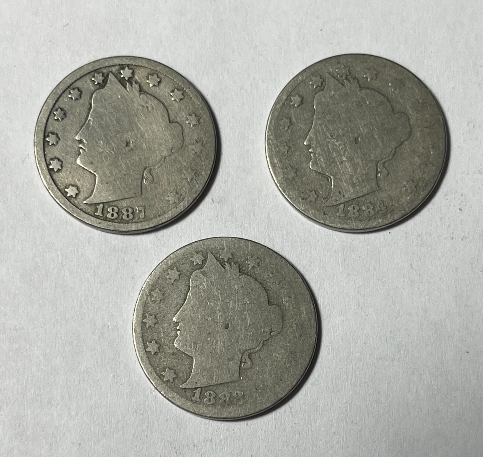 1883 W/Cents 1884 & 1887 Liberty 5C (18237) AG Coins good fillers | eBay